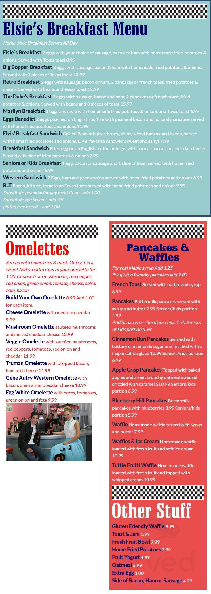 Menu - Owen Sound ON's Elsie's Diner | Sirved