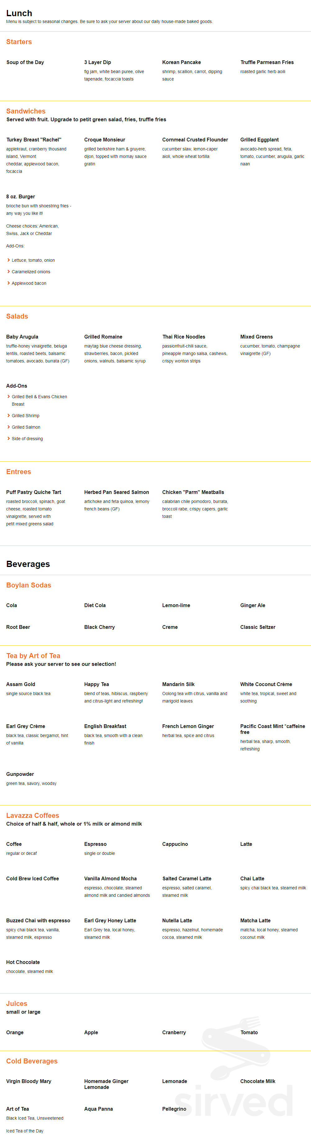 Marigold Market & Cafe menu in Spring Lake, New Jersey, USA