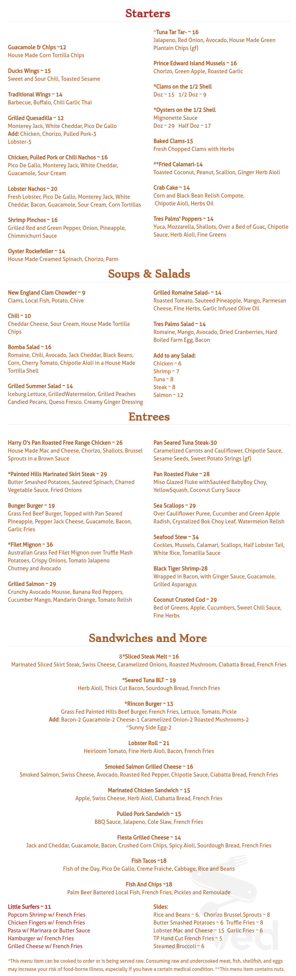 Tres Palms menu in Babylon, New York, USA