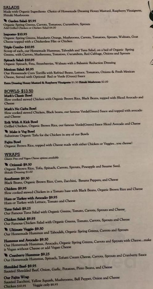 Peace In the Garden Cafe menu in Rockledge, Florida, USA