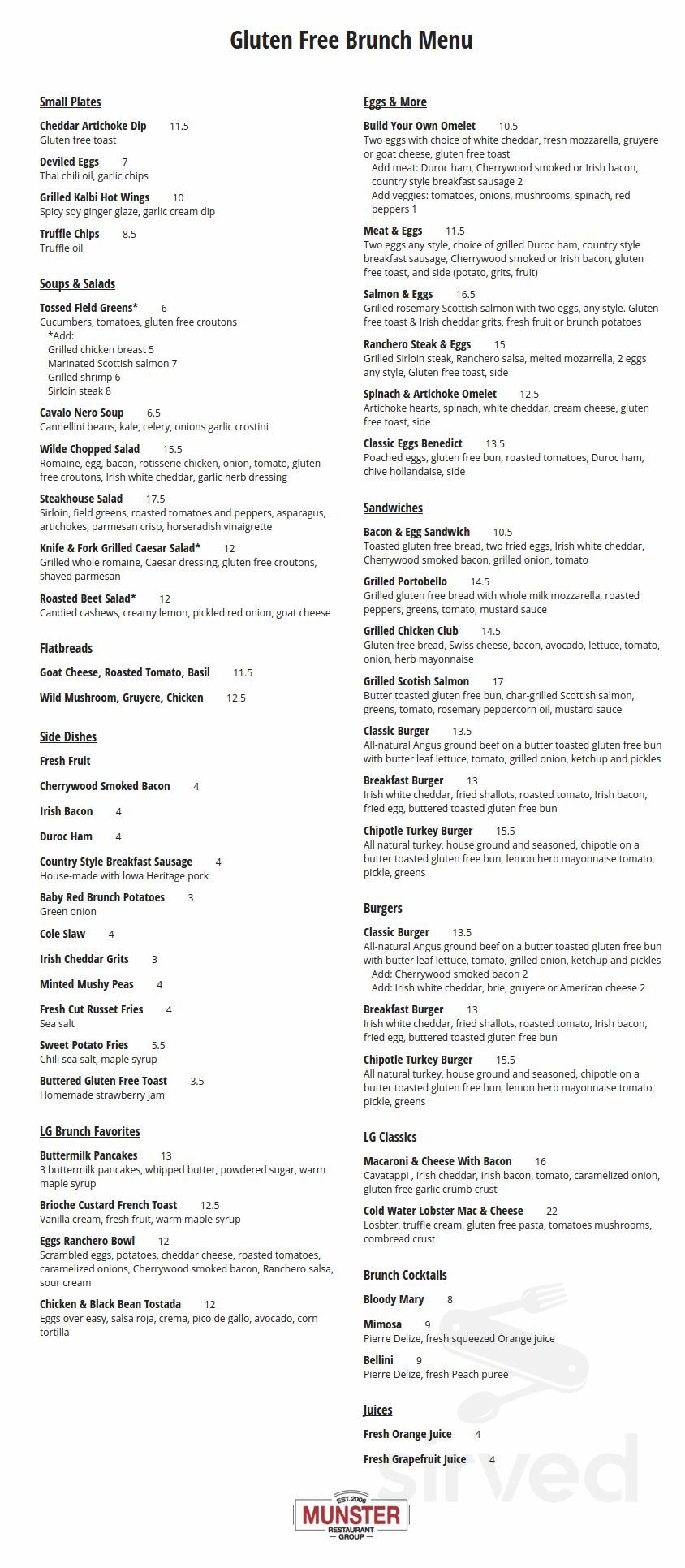 Menu - Chicago IL's Lady Gregory's Irish Bar & Restaurant | Sirved