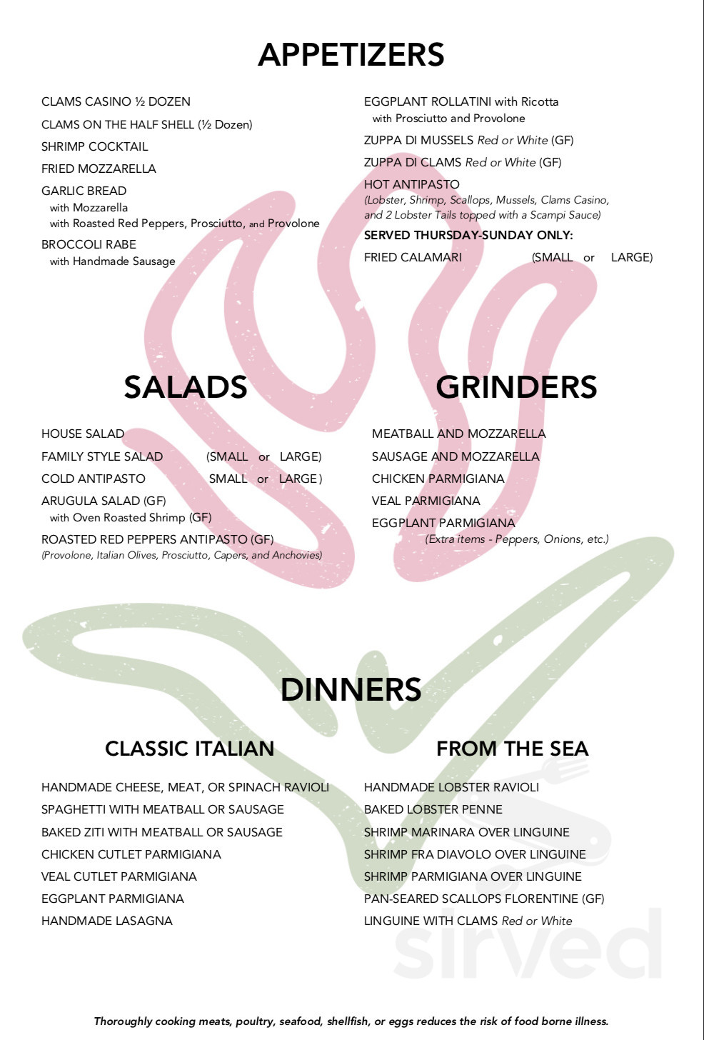 Roseland Apizza menu in Derby, Connecticut, USA