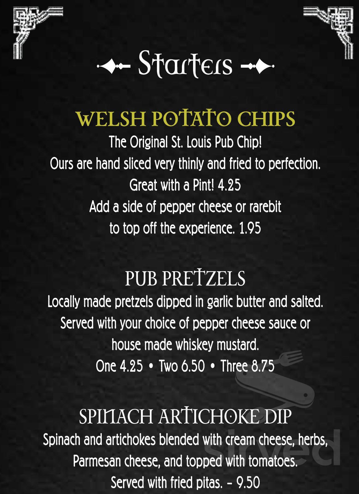 Menu for Llywelyn's Pub in Webster Groves, MO | Sirved
