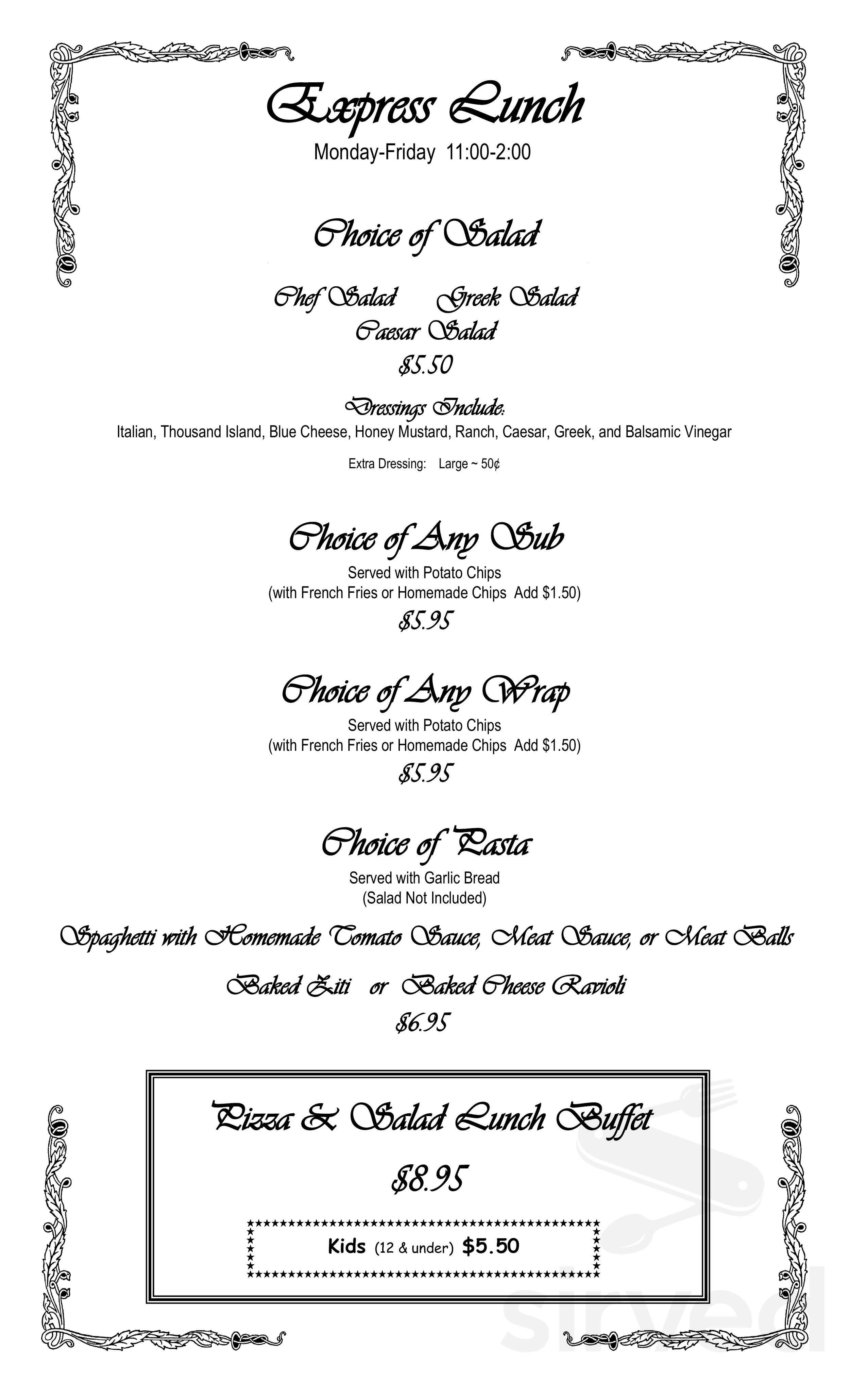 Menu - Bermuda Run NC's Venezia Italian Family Restaurant | Sirved