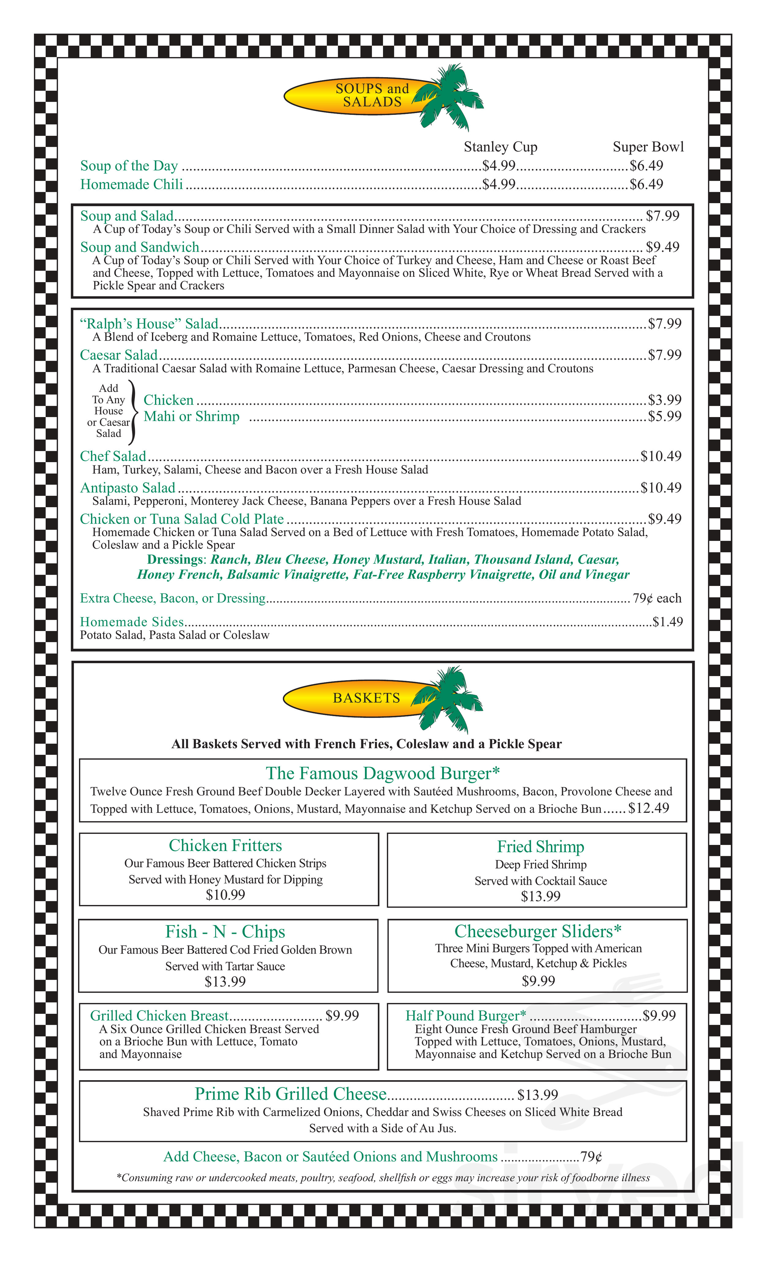 Menu - Surfside Beach SC's Dagwood's Deli & Sports Bar | Sirved
