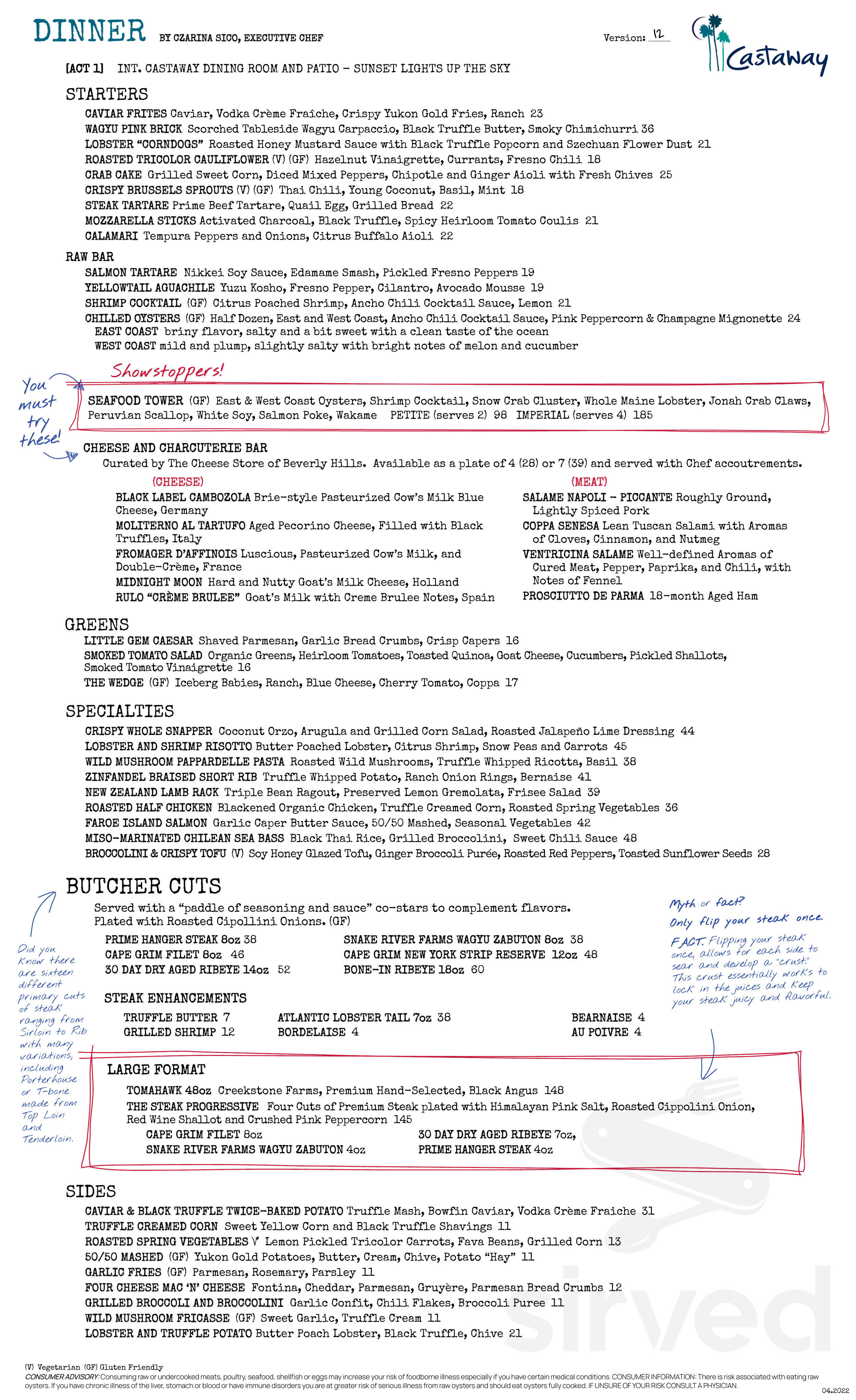 Menu - Burbank CA's Castaway Restaurant & Events | Sirved