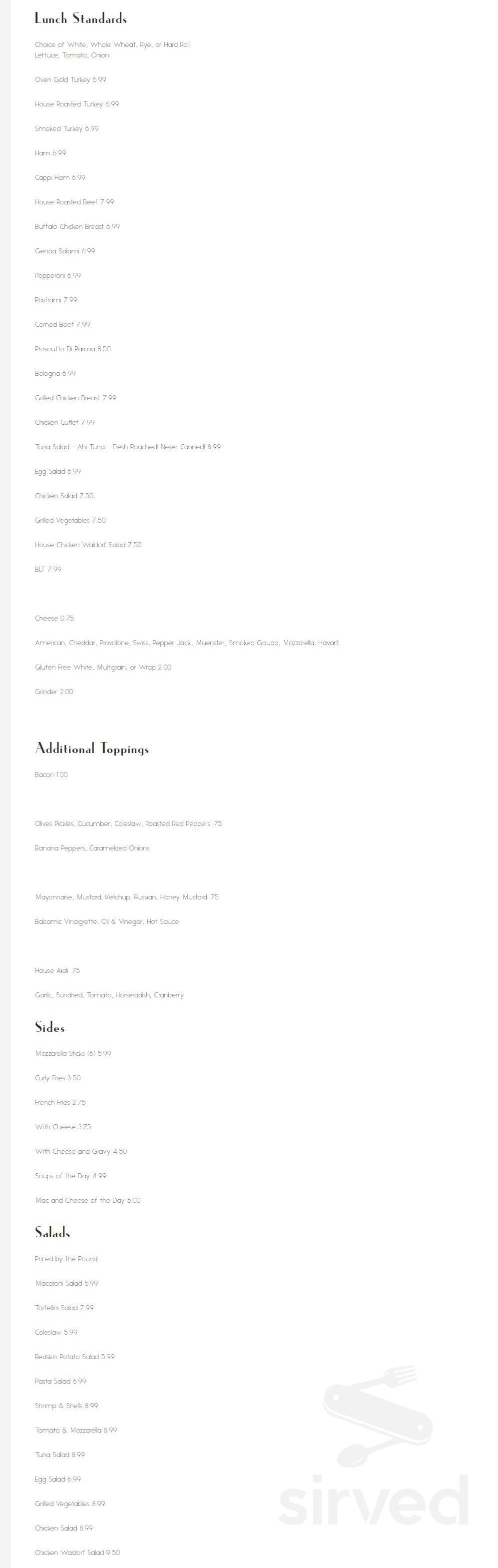 The Stuffed Rooster menus in Latham, New York, United States