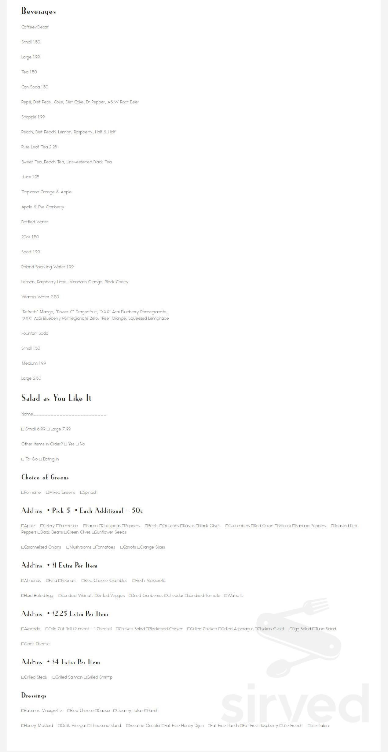 The Stuffed Rooster menus in Latham, New York, United States