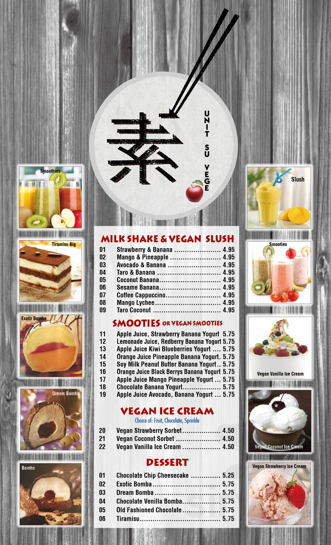 Unit Su Vege menu in Philadelphia, Pennsylvania, USA