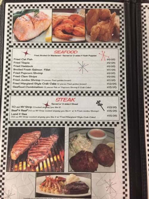 Old Time Diner menu in Leesburg, Florida, USA