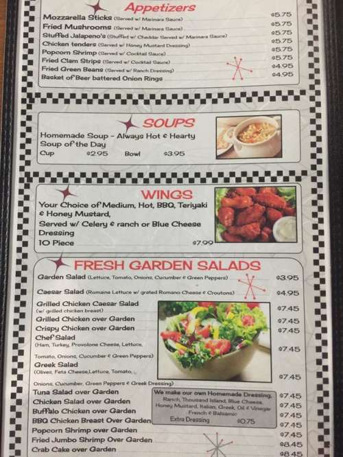 Old Time Diner menu in Leesburg, Florida, USA