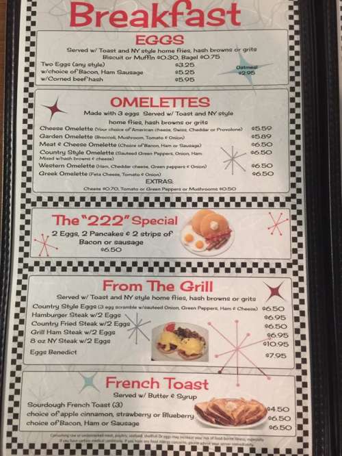 Old Time Diner menu in Leesburg, Florida, USA