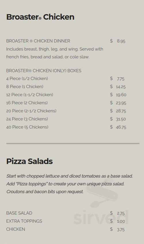 Menu - Beloit WI's Tilley's Pizza House | Sirved