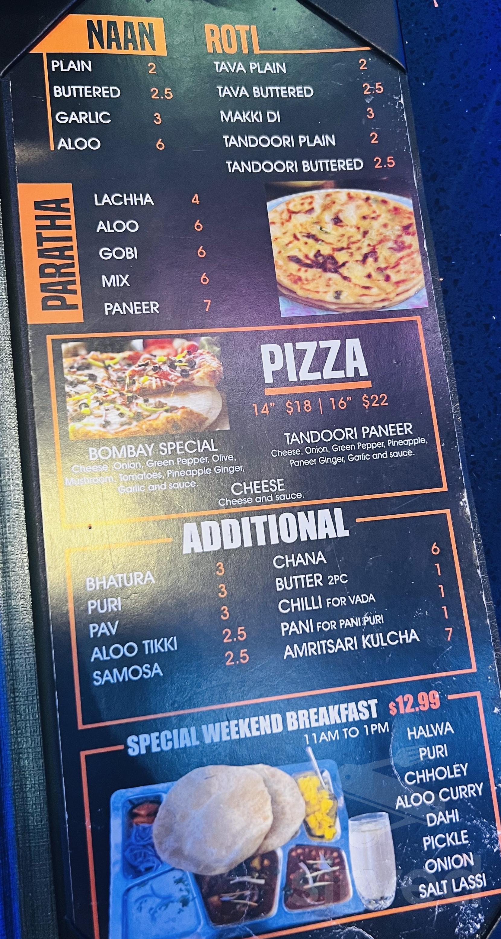 Menu - Calgary AB's Bombay Chowpatty | Sirved
