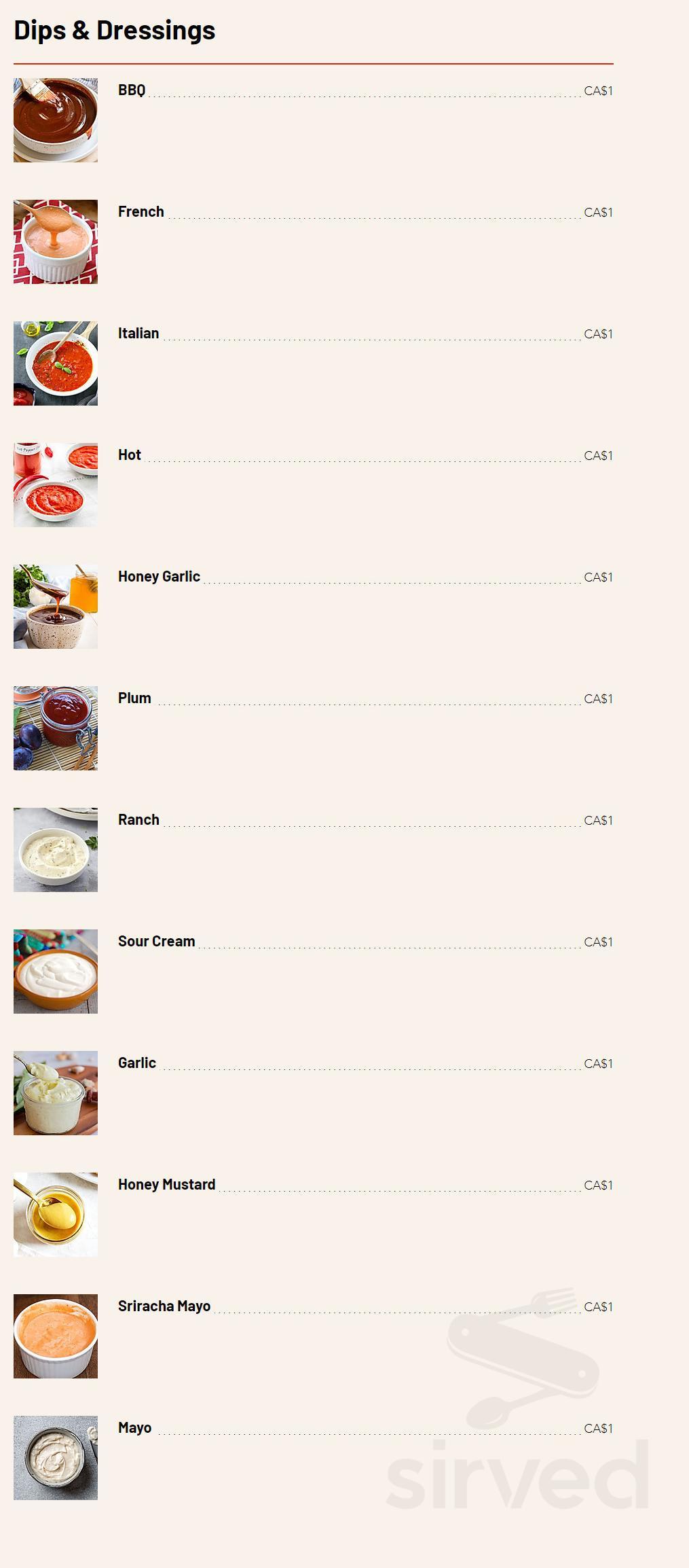 Menu - Arnprior ON's Chicken Palace | Sirved