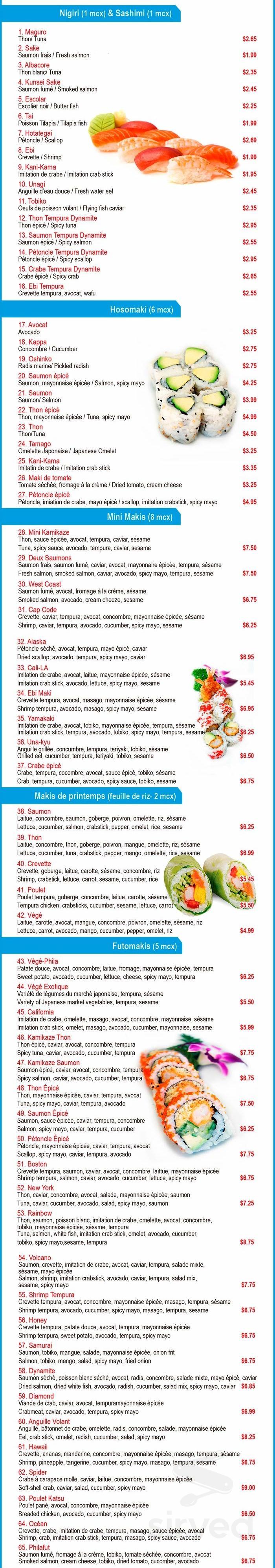 Ken sushi menu in Montreal, Quebec H2H 1J9, Canada