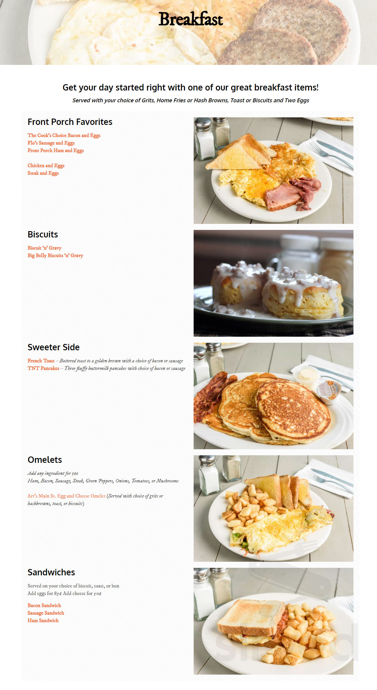 Menu - Millbrook AL's Front Porch Grill | Sirved