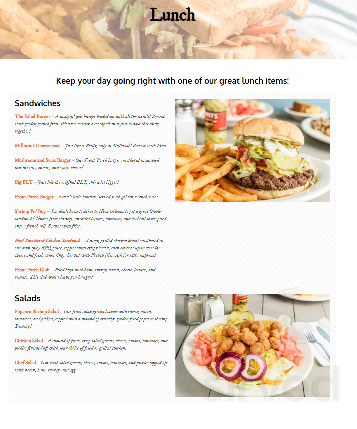 Front Porch Grill menu in Millbrook, Alabama, USA