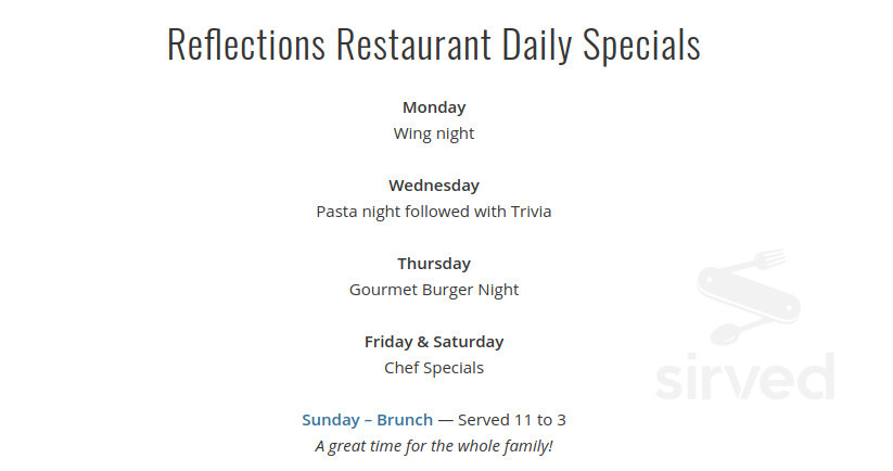 Reflections Restaurant menu in Leola, Pennsylvania, USA