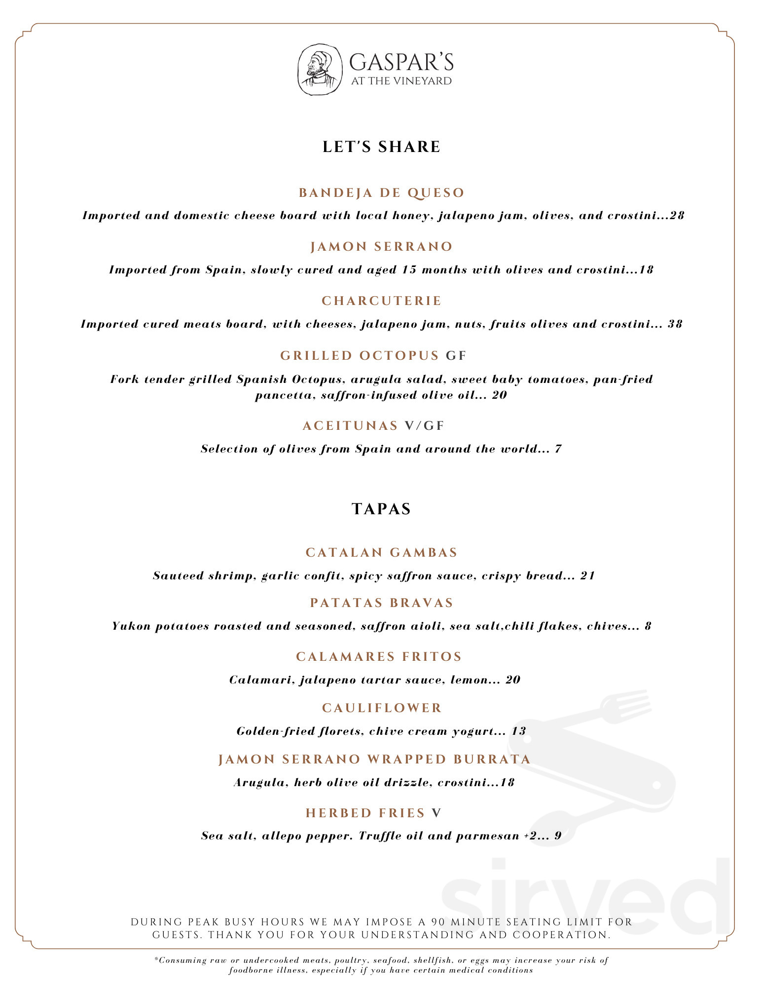 Altisima Winery menu in Temecula, California, USA