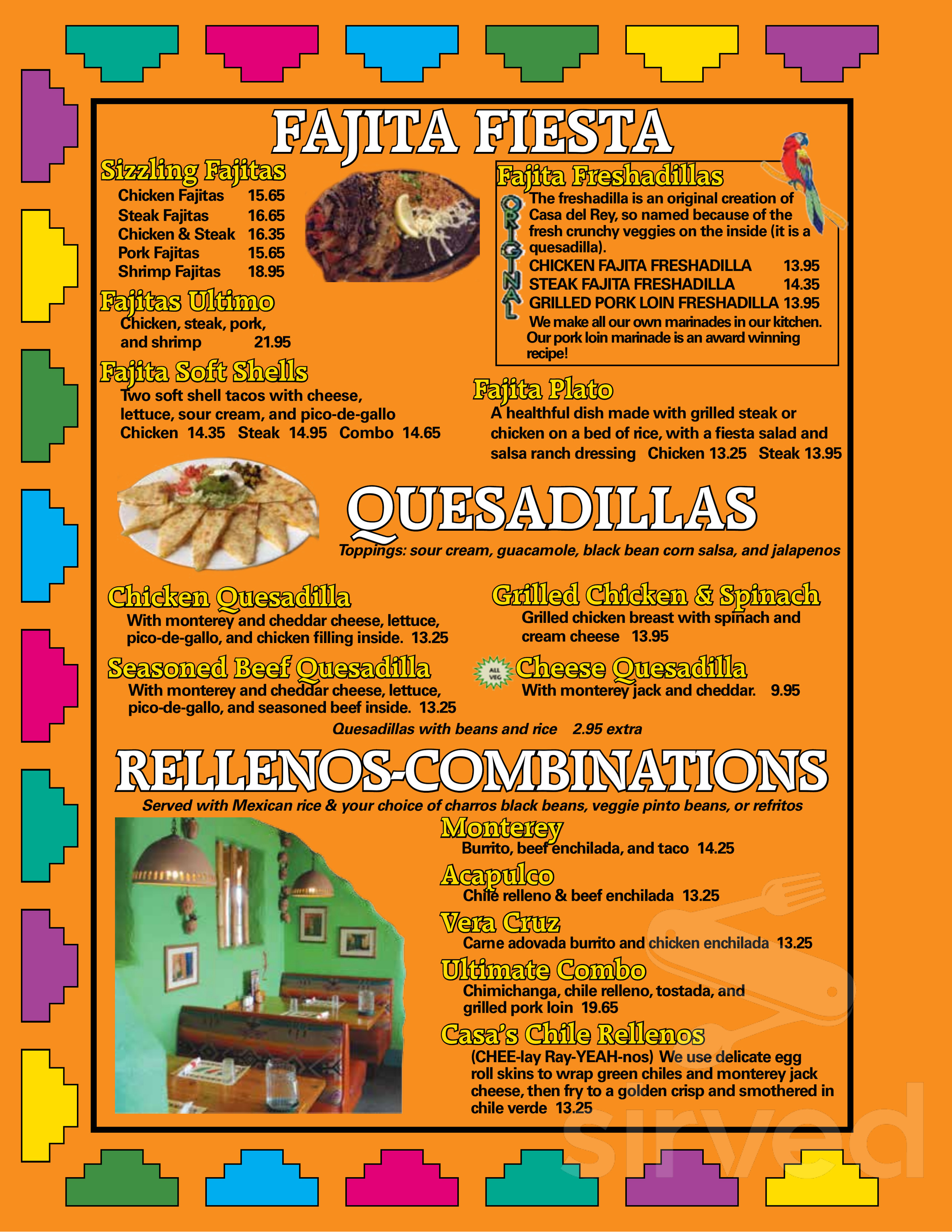 Casa del Rey menu in Sioux Falls, South Dakota, USA