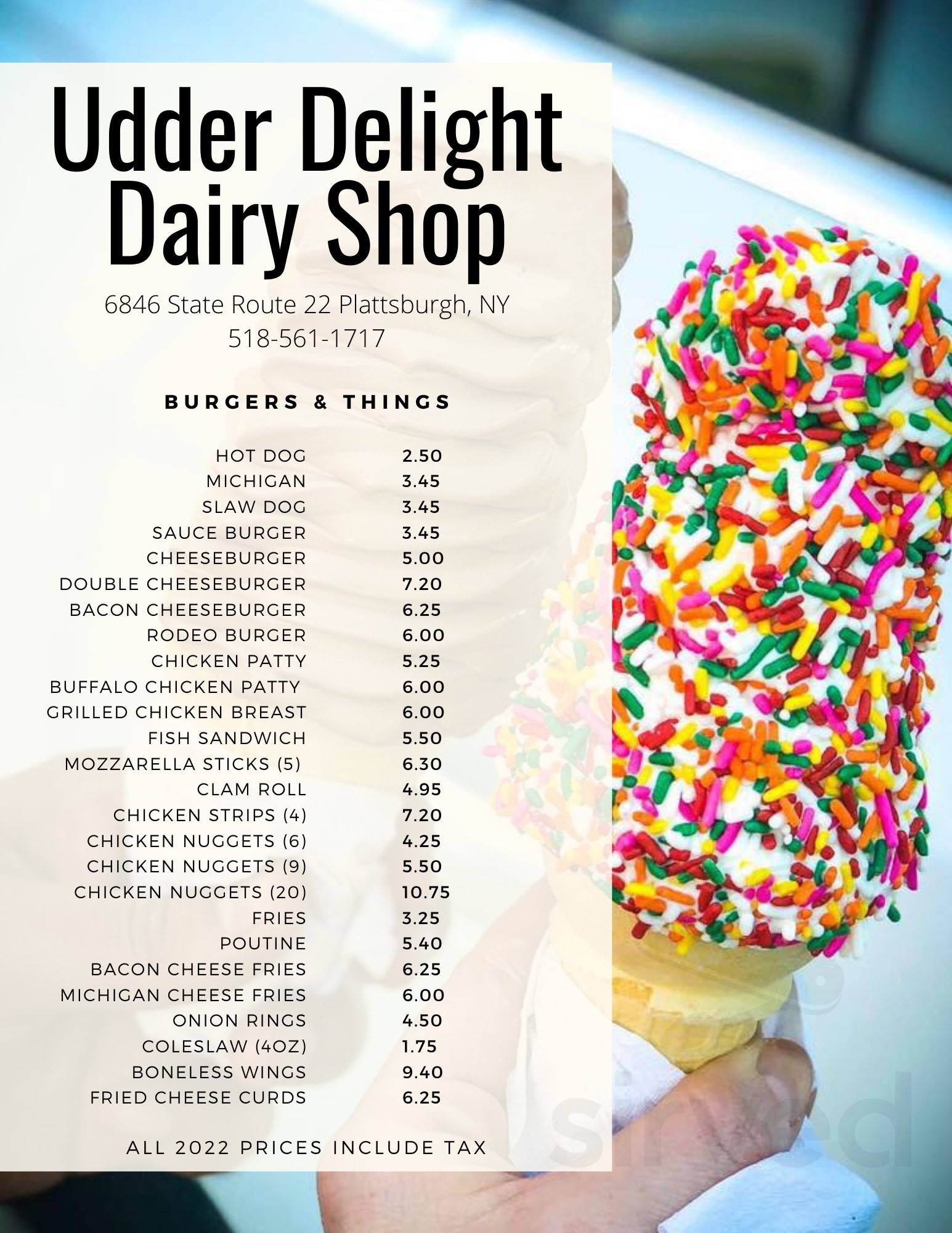 Udder Delight Dairy Shoppe menu in Plattsburgh, New York, USA