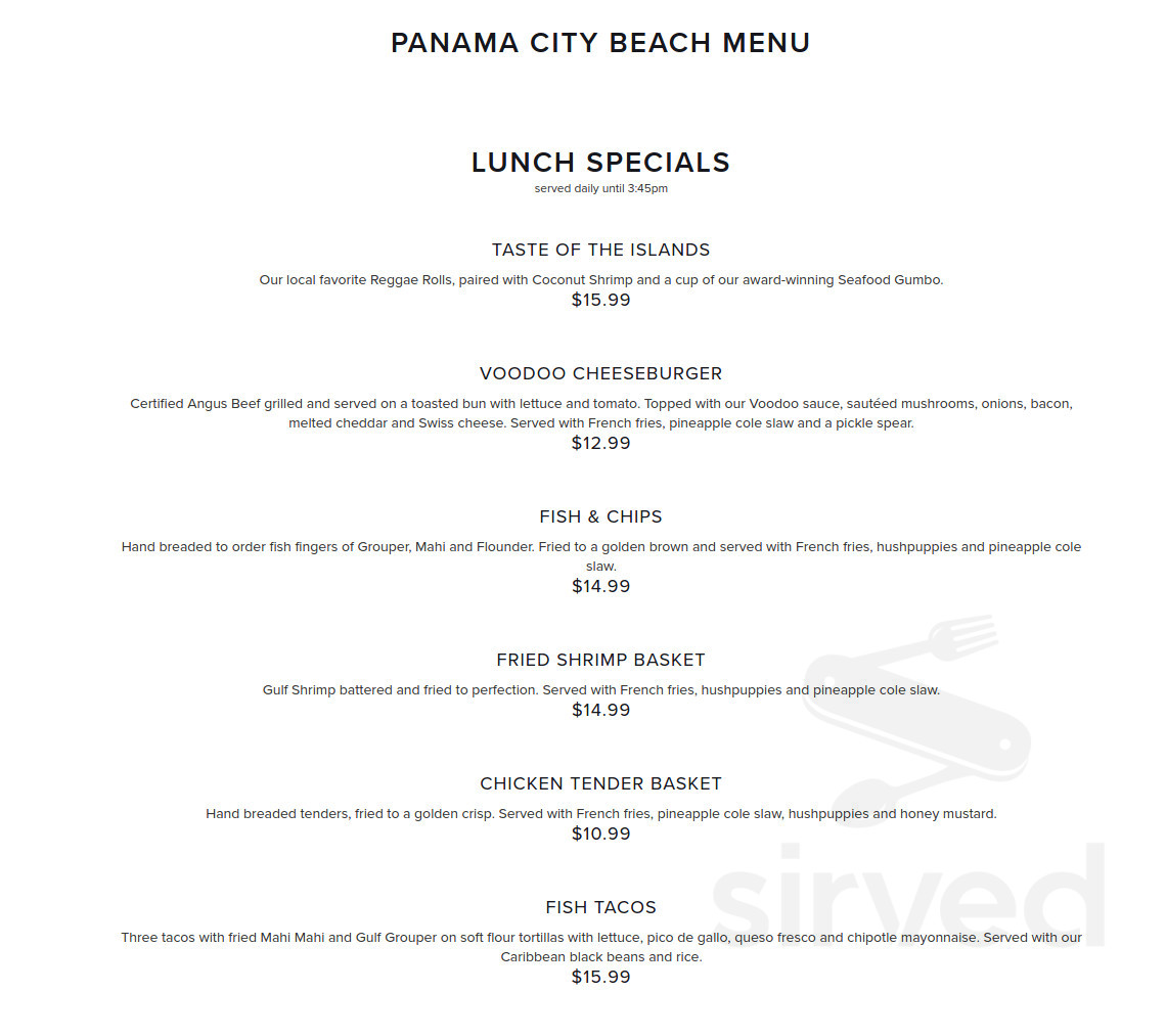Menu for Pompano Joe's Seafood House in Panama City Beach, FL | Sirved