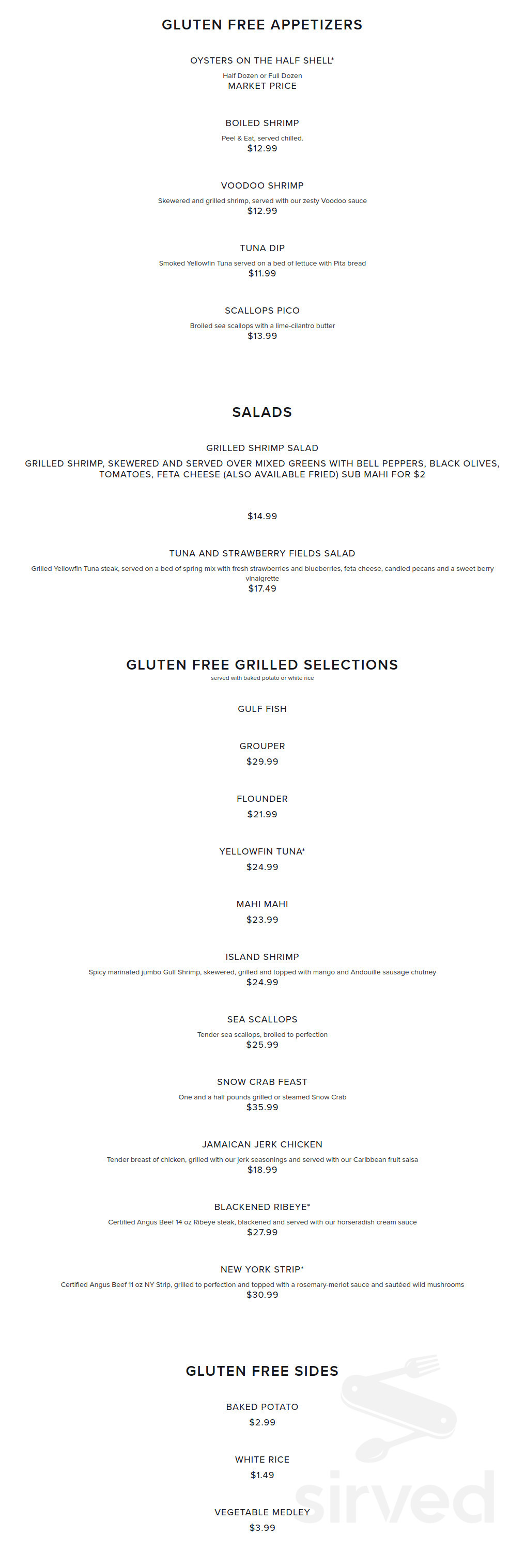 Menu for Pompano Joe's in Destin, FL | Sirved