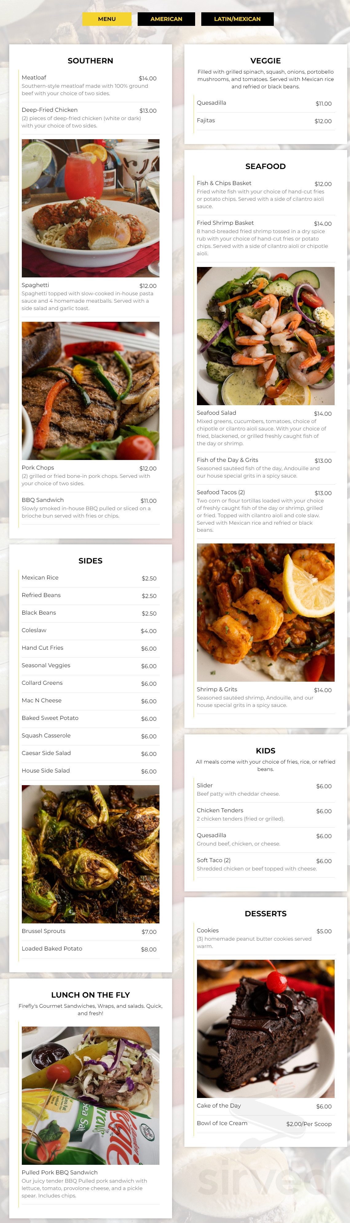 Menu - Alpharetta GA's Firefly Grill & Bar | Sirved