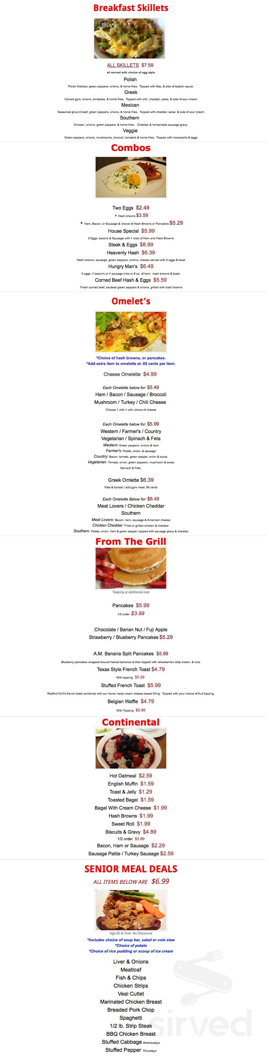 Redford Grill & Bar menu in Redford Charter Twp, Michigan, USA