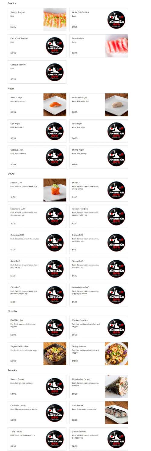 American japa sushi - Orlando menu in Orlando, Florida, USA