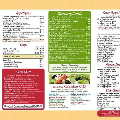 Stargate Diner menu in Seaford, Delaware, USA