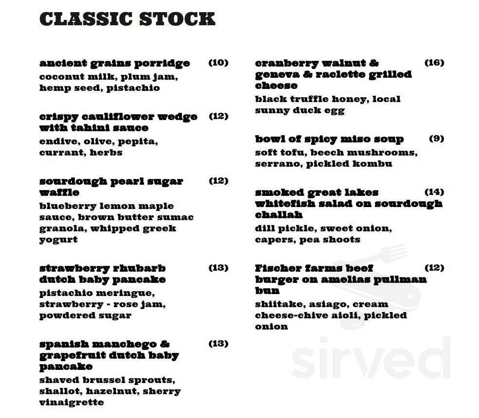 Milktooth menu in Indianapolis, Indiana, USA
