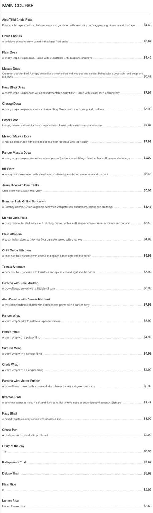 Big Suchir menu in Woodridge, Illinois, USA