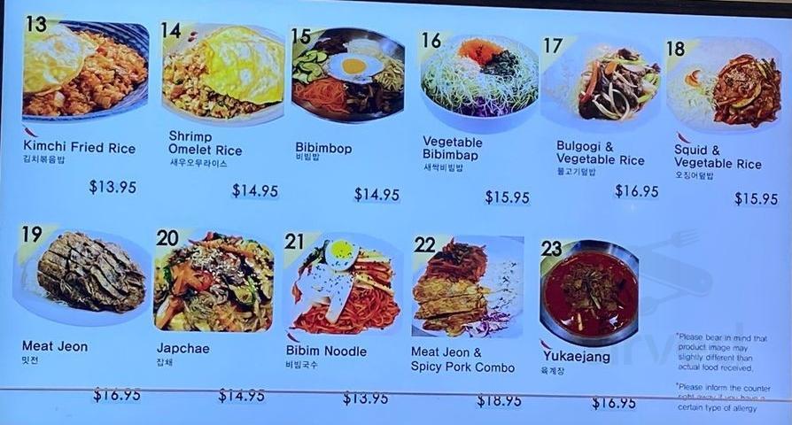 Ireh Korean Restaurant menu in Honolulu, Hawaii, USA