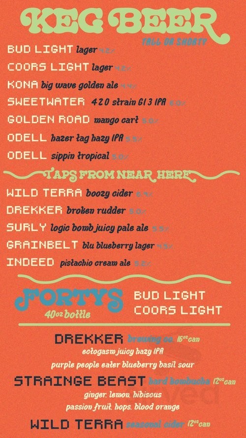 Pounds menu in Fargo, North Dakota, USA