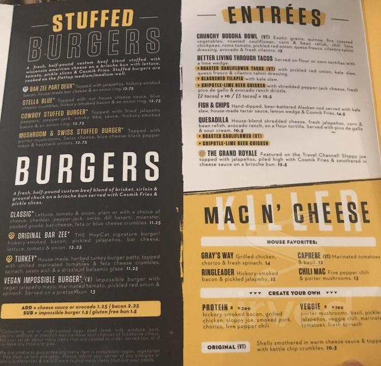 Menu - Ann Arbor MI's HopCat | Sirved