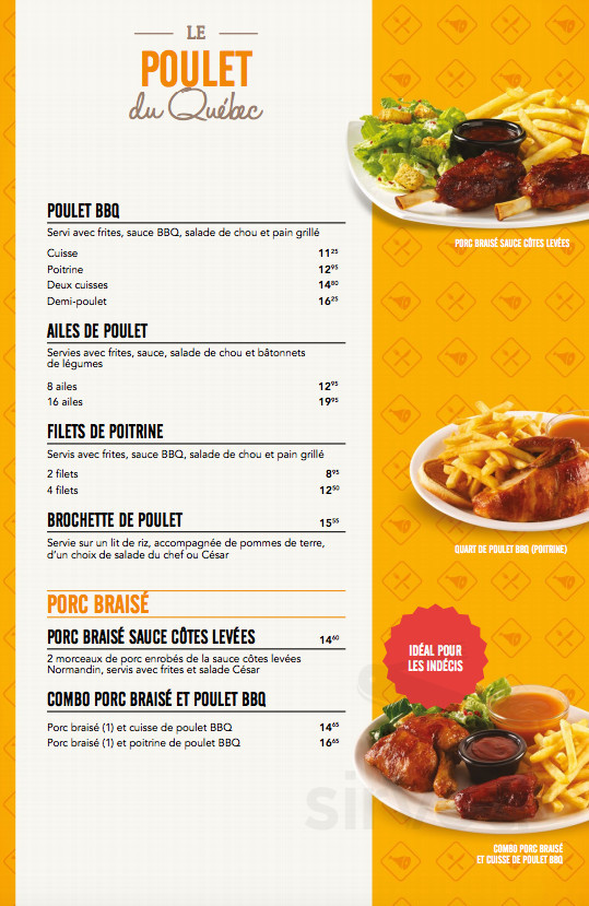 Restaurant Normandin menus in Québec, Quebec, Canada