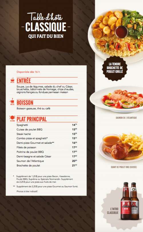 Restaurant Normandin menu in Québec, Quebec, Canada