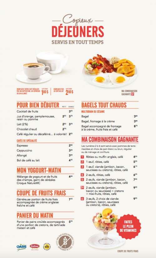 Restaurant Normandin menu in Québec, Quebec, Canada