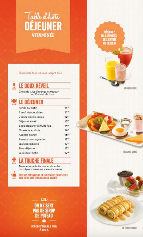Restaurant Normandin menu in Québec, Quebec, Canada