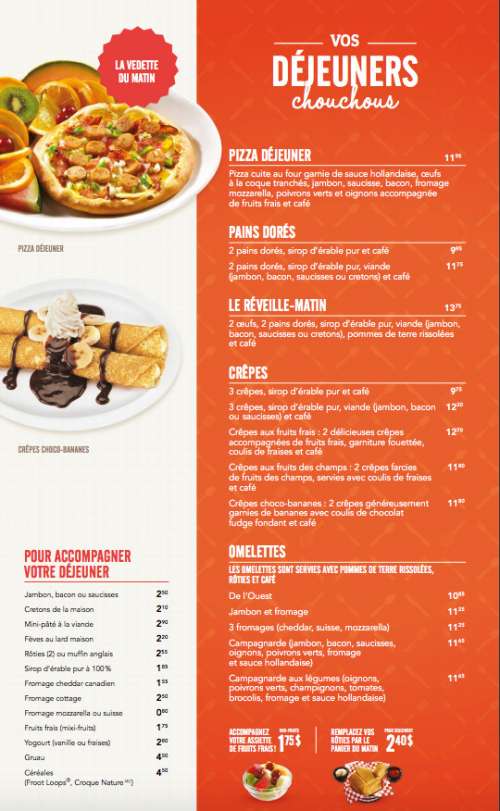 Restaurant Normandin menu in Québec, Quebec, Canada