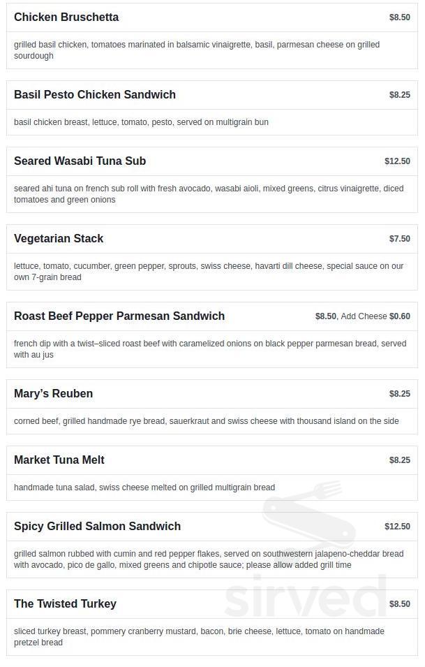 Mary's Market menus in Sierra Madre, California, United States