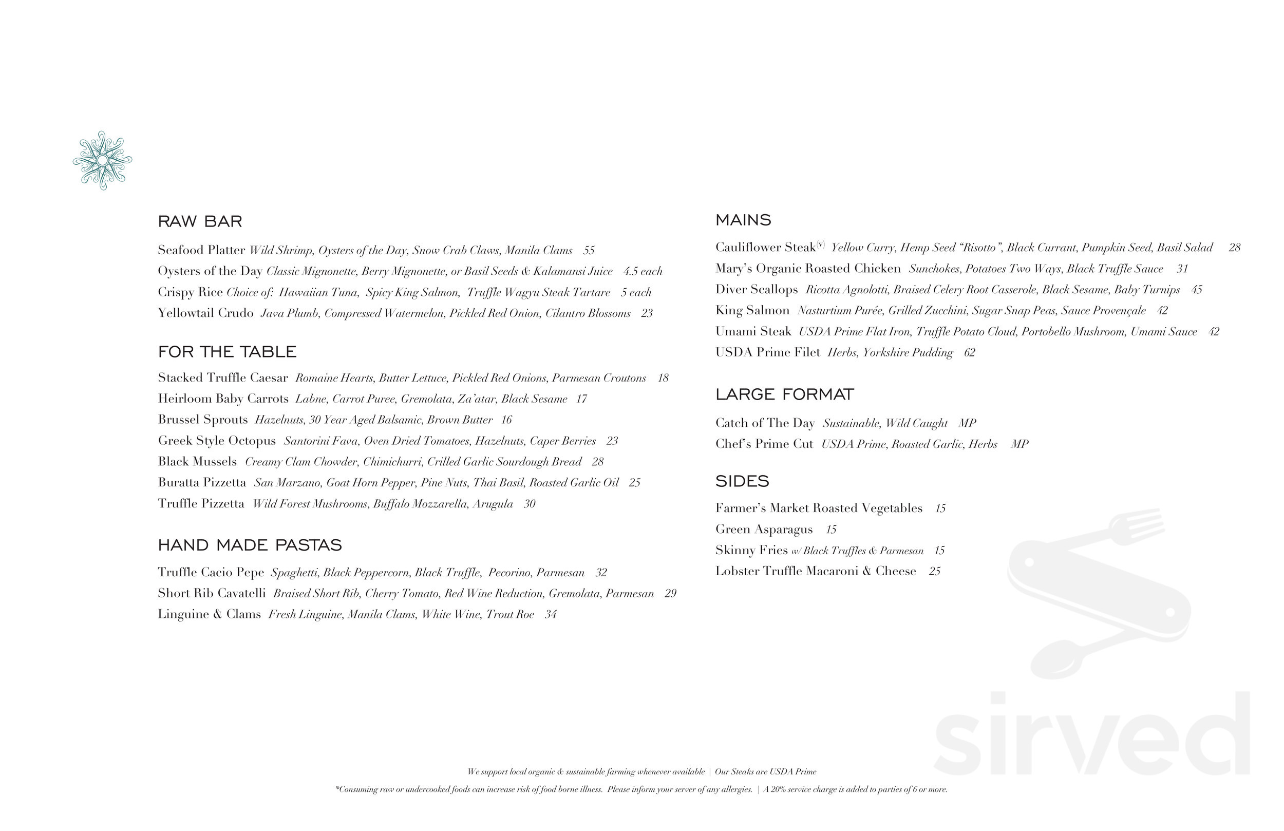 The Huntley Hotel Santa Monica Beach menu in Santa Monica, California, USA