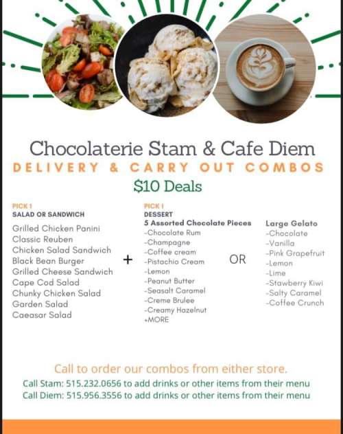 Cafe Diem menu in Ames, Iowa, USA