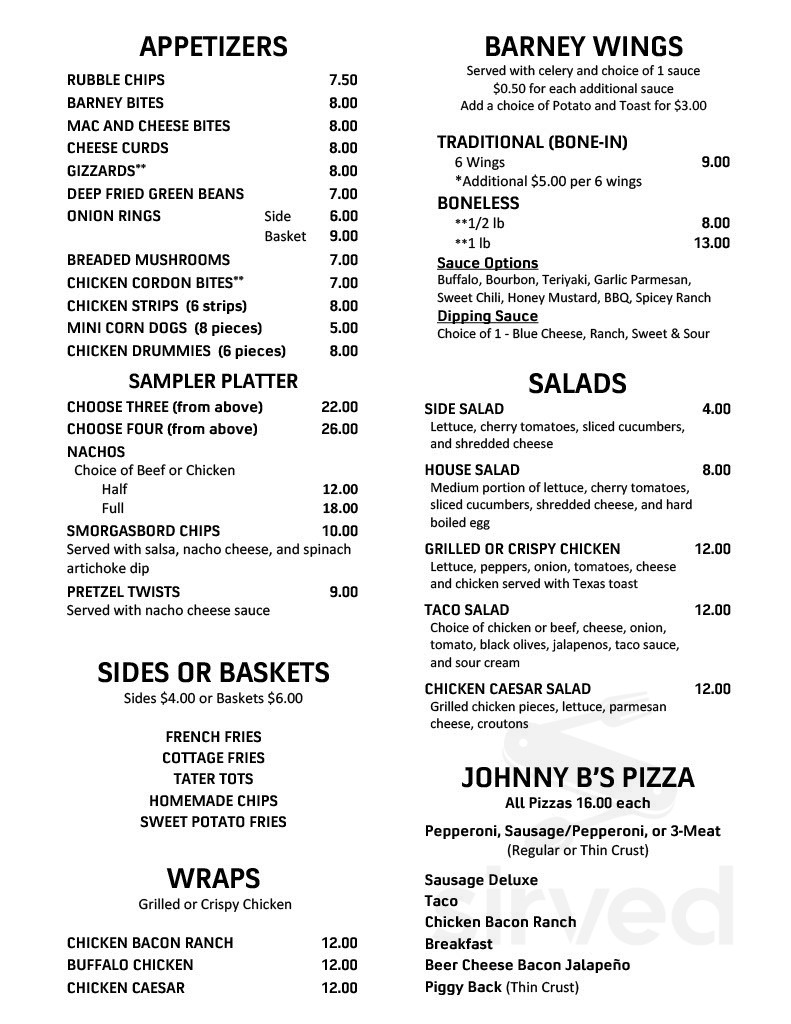 Barney Pub & Eatery menus in Barney, North Dakota, United States