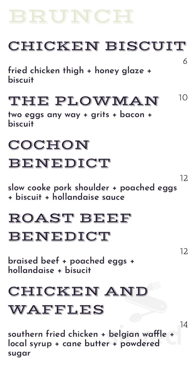 Menu for Restaurant Cotton in Monroe, LA | Sirved