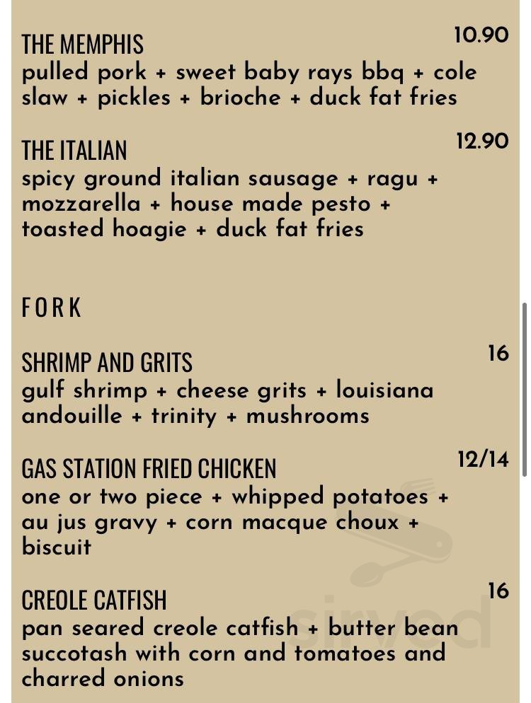 Menu for Restaurant Cotton in Monroe, LA | Sirved