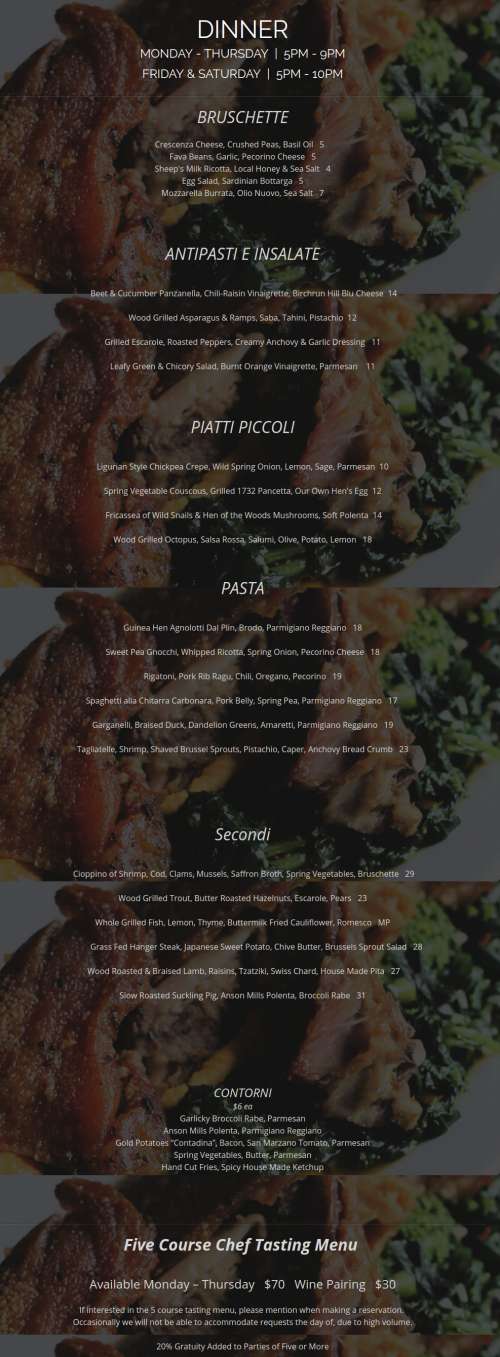 Restaurant Alba menu in Malvern, Pennsylvania, USA