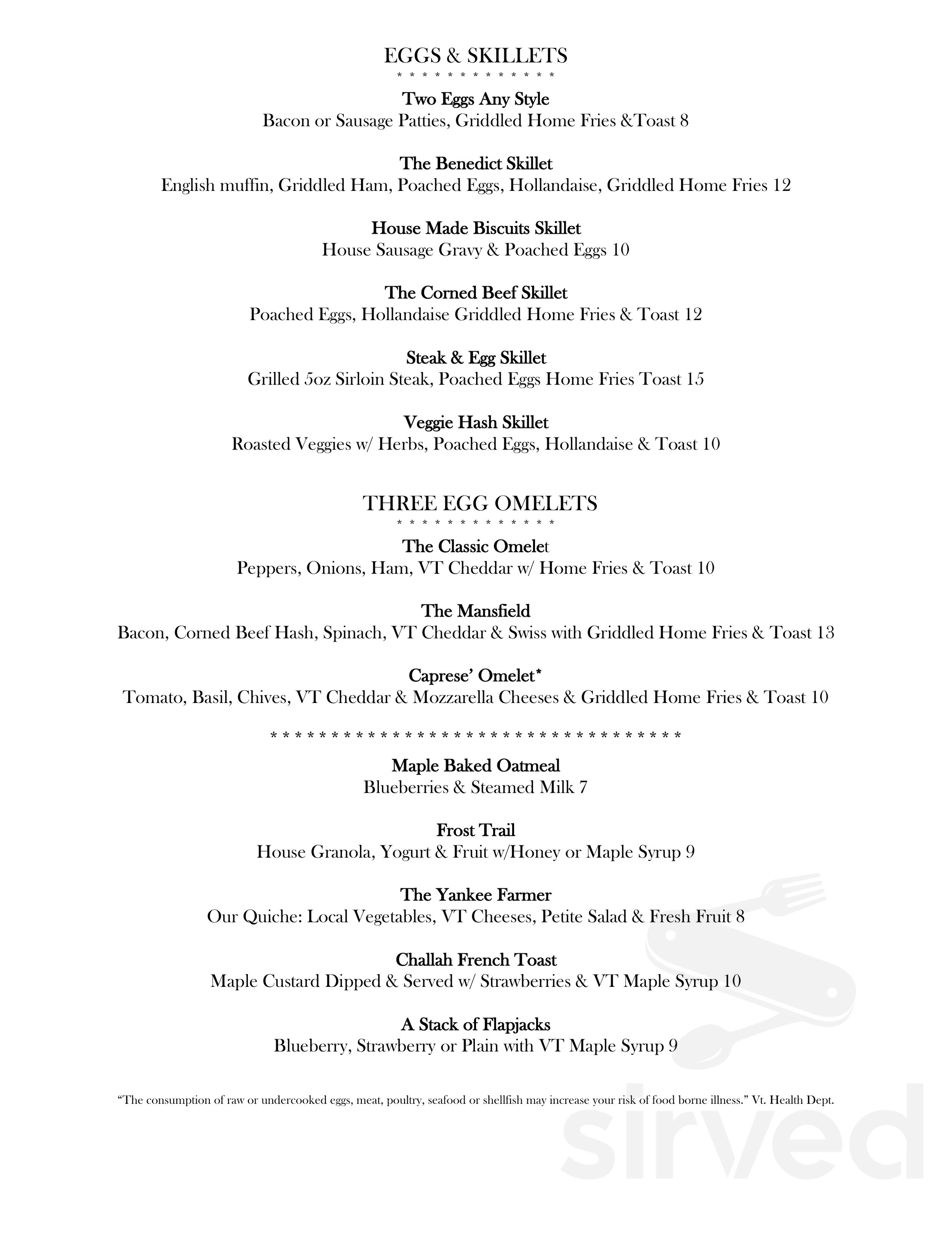 The Jericho Café & Tavern menus in Jericho, Vermont, United States